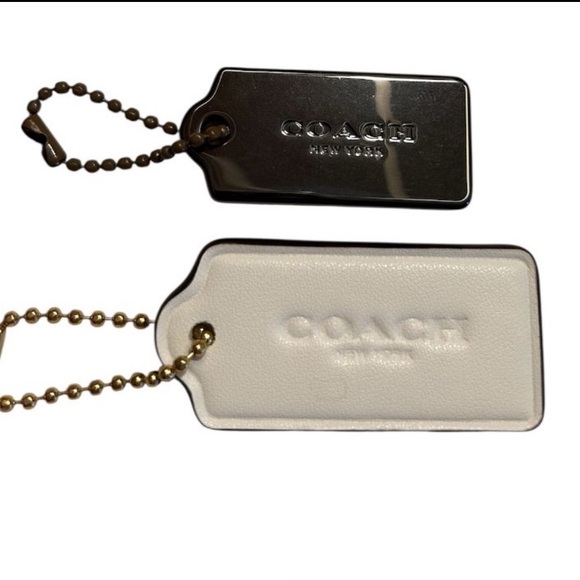 Coach | Accessories | Coach Hangtag Lot Of 2 White Leather Silver Metal ...